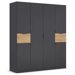 Drehtürenschrank Rauch "Kleiderschrank Schrank Garderobe Wäscheschrank TICAO mit 2 Schubladen" Schränke Gr. B/H/T: 181 cm x 210 cm x 54 cm, 6 St., grau (graumetallic, eiche artisan) die in der Höhe variabel positioniert werden können MADE IN GERMANY