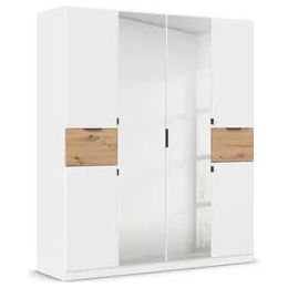 Drehtürenschrank Rauch "Kleiderschrank Schrank Garderobe Wäscheschrank TICAO mit 2 Schubladen" Schränke Gr. B/H/T: 181 cm x 210 cm x 54 cm, 6 St., weiß (alpinweiß, eiche artisan) die in der Höhe variabel positioniert werden können MADE IN GERMANY