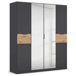 Drehtürenschrank Rauch "Kleiderschrank Schrank Garderobe Wäscheschrank TICAO mit 2 Schubladen" Schränke Gr. B/H/T: 181 cm x 210 cm x 54 cm, 6 St., grau (graumetallic, eiche artisan) die in der Höhe variabel positioniert werden können MADE IN GERMANY