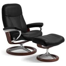 Relaxsessel stressless "Garda", schwarz (schwarz batick), B:91cm H:102cm T:79cm, Sessel, mit Signature Base, Größe L, Gestell Braun