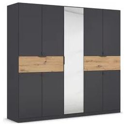 Drehtürenschrank Rauch "Kleiderschrank Schrank Garderobe Wäscheschrank TICAO mit 2 Schubladen" Schränke Gr. B/H/T: 226cm x 210cm x 54cm, 9 St., grau (graumetallic/eiche artisan) die in der Höhe variabel positioniert werden können MADE IN GERMANY