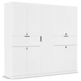 Drehtürenschrank Rauch "Kleiderschrank Schrank Garderobe Wäscheschrank TICAO mit 2 Schubladen" Schränke Gr. B/H/T: 226 cm x 210 cm x 54 cm, 9 St., weiß (alpinweiß) die in der Höhe variabel positioniert werden können MADE IN GERMANY