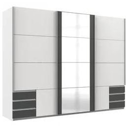 Schwebetürenschrank wimex "Emden moderner Kleiderschrank mit Spiegel und Schubladen BESTSELLER" Schränke Gr. B/H/T: 270 cm x 210 cm x 64 cm, 2, weiß (weiß, graphit) Schlafzimmer Schrank Garderobenschrank mit Schwebetüren Topseller