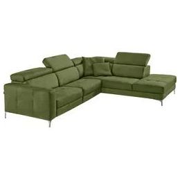 Ecksofa Egoitaliano "Matt, hoher Sitzkomfort und aufwendige Detailverarbeitung, L-Form", grün (kiwi), B:285cm H:100cm T:221cm, Sofas, mit Ottomane, inkl. verstellbarer Kopfteile zum Relaxen