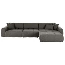 Ecksofa 3C Candy "Yoshy L-Form" Sofas Gr. B/H/T: 378cm x 74cm x 200cm, Struktur, Longchair rechts, schwarz Zwei verschiedene Sitztiefen durch verstellbare Rückenlehne