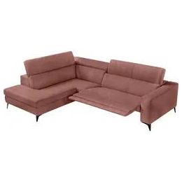 Ecksofa Egoitaliano "Edith, Designsofa mit hohem Sitzkomfort, L-Form" Sofas Gr. B/H/T: 269cm x 96cm x 203cm, Luxus-Microfaser BLUSH, Ottomane links, braun (cedar wood) inkl. elektrischer Relaxfunktion und manuell verstellbaren Kopfteilen