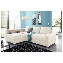 Ecksofa Collection AB "Relax L-Form" Sofas Gr. B/H/T: 223cm x 84cm x 91cm, Microfaser PRIMABELLE-Struktur, Ottomane beidseitig montierbar, mit Bettfunktion, grau (hellgrau/weiß) Ecksofa Sofas inklusive Bettfunktion, Federkern, wahlweise mit RGB-LED-Beleuchtung