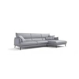 Ecksofa Egoitaliano "FUNNY, hochwertiges und aktuelles Design, bequeme Rückenlehne" Sofas Gr. B/H/T: 265cm x 90cm x 225cm, Leder, Recamiere rechts, grau (steinfarben) hochwertiger Sitzkomfort, L-Form