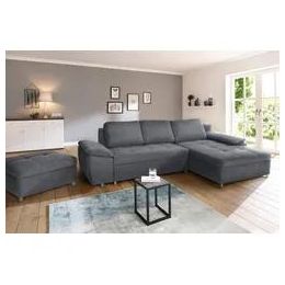 Sit & More Ecksofa SIT & MORE "Labene L-Form" Sofas Gr. B/H/T: 270cm x 82cm x 90cm, Luxus-Microfaser ALTARA NUBUCK, Recamiere beidseitig montierbar, XL-ohne Bettfunktion-ohne Bettkasten-ohne Federkern, grau (dunkelgrau) wahlweise mit Bettfunktion und Bettkasten, auch als XXL-Variante