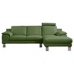 Ecksofa Egoitaliano "Shakira, Design und super Sitzkomfort auf hohem Niveau, tolle Details" Sofas Gr. B/H/T: 236cm x 84cm x 152cm, Leder CAREZZA, Recamiere rechts, grün (sprite) mit Recamiere, L-Form, edle Füße