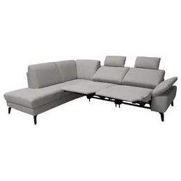 Ecksofa Alina Sofas Gr. B/H/T: 243cm x 118cm x 210cm, Struktur GBA, Ottomane links, mit Relaxfunktion und Armlehnenverstellung, grau (hellgrau gba 9) inkl. Kopfstützen, wahlweise mit Relaxfunktion, Breite: 243 cm