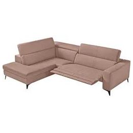 Ecksofa Egoitaliano "Edith, Designsofa mit hohem Sitzkomfort, L-Form" Sofas Gr. B/H/T: 269cm x 96cm x 203cm, Leder BULL, Ottomane links, rosa (millenium rose) inkl. elektrischer Relaxfunktion und manuell verstellbaren Kopfteilen