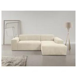 Ecksofa Inosign "Zeus-L" Sofas Gr. B/H/T: 253cm x 70cm x 188cm, Cord, Ottomane rechts, beige (natur) Curvy Trend Ecksofa mit urbaner Optik