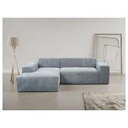 Ecksofa Inosign "Zeus-L" Sofas Gr. B/H/T: 253cm x 70cm x 188cm, Cord, Ottomane links, grau Curvy Trend Ecksofa mit urbaner Optik