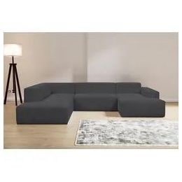 Wohnlandschaft Inosign "Zeus U-Form" Sofas Gr. B/H/T: 330cm x 70cm x 263cm, Cord, Recamiere rechts, grau (anthrazit) Curvy Trend Wohnlandschaft mit urbaner Optik auch in weichem Cord