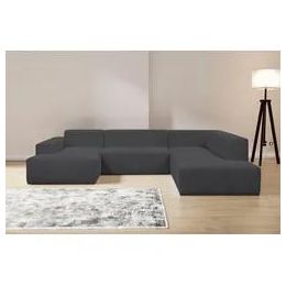 Wohnlandschaft Inosign "Zeus U-Form" Sofas Gr. B/H/T: 330cm x 70cm x 263cm, Cord, Recamiere links, grau (anthrazit) Curvy Trend Wohnlandschaft mit urbaner Optik auch in weichem Cord