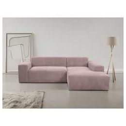 Ecksofa Inosign "Zeus-L" Sofas Gr. B/H/T: 253cm x 70cm x 188cm, Cord, Ottomane rechts, rosa (rose) Curvy Trend Ecksofa mit urbaner Optik