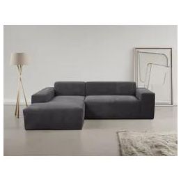 Ecksofa Inosign "Zeus-L" Sofas Gr. B/H/T: 253cm x 70cm x 188cm, Cord, Ottomane links, grau (anthrazit) Curvy Trend Ecksofa mit urbaner Optik