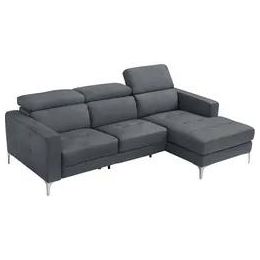 Ecksofa Egoitaliano "Matt, erstklassiger Sitzkomfort, aufwendige Detailverarbeitung, L-Form" Sofas Gr. B/H: 247cm x 100cm, Luxus-Microfaser BLUSH, Recamiere rechts, grau (charcoal) mit verstellbaren Kopfteilen zum Relaxen