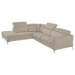 Ecksofa Egoitaliano "Matt, hoher Sitzkomfort und aufwendige Detailverarbeitung, L-Form" Sofas Gr. B/H/T: 285cm x 100cm x 221cm, Luxus-Microfaser Lederoptik, Ottomane links, grau (opal grau) mit Ottomane, inkl. verstellbarer Kopfteile zum Relaxen