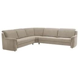 Ecksofa VILLA BECK "Garda L-Form" Sofas Gr. B/H/T: 245cm x 90cm x 91cm, Microfaser-Flock, langer Schenkel links, mit Kopfteilverstellung, beige (2 stone) inklusive Kopfteilverstellung, Stellmaß 277x245cm