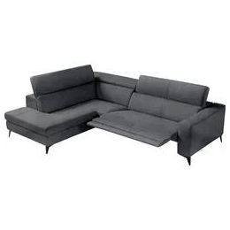 Ecksofa Egoitaliano "Edith, Designsofa mit hohem Sitzkomfort, L-Form" Sofas Gr. B/H/T: 269cm x 96cm x 203cm, Luxus-Microfaser Lederoptik, Ottomane links, grau inkl. elektrischer Relaxfunktion und manuell verstellbaren Kopfteilen