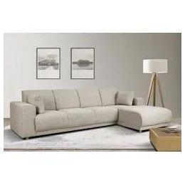 Ecksofa Home Affaire "LEMPS wahlweise Recamiere links oder rechts L-Form" Sofas Gr. B/H/T: 297cm x 85cm x 162cm, Struktur 2, Recamiere rechts, beige (creme) incl. Zierkissen, Stellmaße 297x162 cm