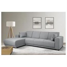 Ecksofa Home Affaire "LEMPS wahlweise Recamiere links oder rechts L-Form", grau (hellgrau), B:297cm H:85cm T:162cm, 100% Polyester, Sofas, incl. Zierkissen, Stellmaße 297x162 cm