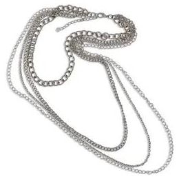 Lange Kette Firetti "Long Layering", grau (metallfarben), Halsketten, Damen, Metall, L: 53cm