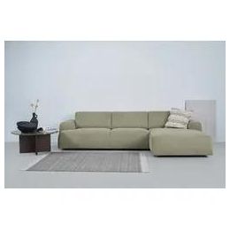 Ecksofa Andas "Linkka" Sofas Gr. B/H/T: 301cm x 75cm x 163cm, Chenille, Recamiere rechts, grün in einem weichen Chenille-Stoff, mit Wellenunterfederung