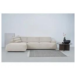 Ecksofa Andas "Linkka" Sofas Gr. B/H/T: 301cm x 75cm x 163cm, Chenille, Recamiere links, beige (natural) in einem weichen Chenille-Stoff, mit Wellenunterfederung