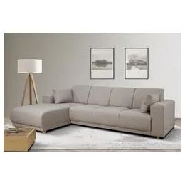 Ecksofa Home Affaire "LEMPS wahlweise Recamiere links oder rechts L-Form" Sofas Gr. B/H/T: 297cm x 85cm x 162cm, Struktur 1, Recamiere links, beige incl. Zierkissen, Stellmaße 297x162 cm