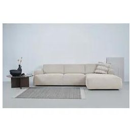 Ecksofa Andas "Linkka" Sofas Gr. B/H/T: 301cm x 75cm x 163cm, Chenille, Recamiere rechts, beige (natural) in einem weichen Chenille-Stoff, mit Wellenunterfederung