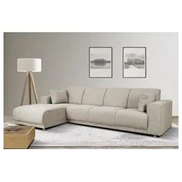 Ecksofa Home Affaire "LEMPS wahlweise Recamiere links oder rechts L-Form" Sofas Gr. B/H/T: 297cm x 85cm x 162cm, Struktur 2, Recamiere links, beige (creme) incl. Zierkissen, Stellmaße 297x162 cm