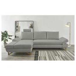 Schlafsofa Inosign "City/Giron" Sofas Gr. B/H/T: 284cm x 104cm x 166cm, Veloursstoff, Recamiere links, mit Bett-Funktion, grau (hellgrau) komfortable Bettfunktion (Liegefläche 245 x 138 cm), sowie Bettkasten