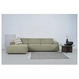 Ecksofa Andas "Linkka" Sofas Gr. B/H/T: 301cm x 75cm x 163cm, Chenille, Recamiere links, grün in einem weichen Chenille-Stoff, mit Wellenunterfederung