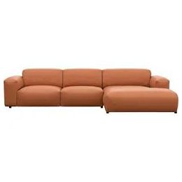 Ecksofa FLEXLUX "Lucera bequem und komfortabel durch hochwertigen Sitzaufbau, L-Form" Sofas Gr. B/H/T: 319cm x 73cm x 171cm, Echtleder, Chaiselongue rechts, braun (modern cognac brown) modern & anschmiegsam, Kaltschaum, Stahl-Wellenunterfederung