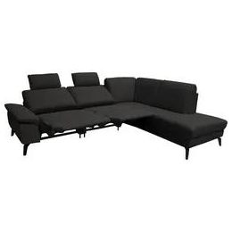 Ecksofa Alina Sofas Gr. B/H/T: 243cm x 118cm x 210cm, Struktur GBA, Ottomane rechts, mit Relaxfunktion, schwarz (schwarz gba 10) inkl. Kopfstützen, wahlweise mit Relaxfunktion, Breite: 243 cm