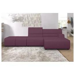 Ecksofa Egoitaliano "Babouche, Designsofa mit außergewöhnlichem Sitzkomfort zum Wohlfühlen" Sofas Gr. B/T: 384cm x 98cm, Leder NUVOLE, Recamiere rechts, lila (violett)