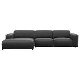 Ecksofa FLEXLUX "Lucera bequem und komfortabel durch hochwertigen Sitzaufbau, L-Form" Sofas Gr. B/H/T: 319cm x 73cm x 171cm, Echtleder, Chaiselongue links, schwarz (deep black) modern & anschmiegsam, Kaltschaum, Stahl-Wellenunterfederung