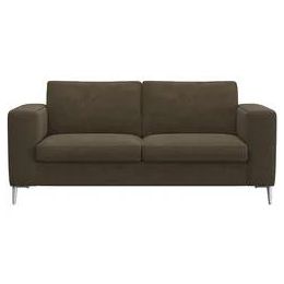 2-Sitzer FLEXLUX "Fiore, super Sitzkomfort durch Kaltschaum im Sitz" Sofas Gr. B/H/T: 164 cm x 85 cm x 92 cm, Lederoptik, braun (camel brown) breite Armlehnen, Füße Alu