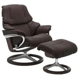 Relaxsessel stressless "Reno" Sessel Gr. Leder PALOMA, Signature Base Wenge, Relaxfunktion-Drehfunktion-PlusTMSystem-Gleitsystem-BalanceAdaptTM, B/H/T: 92cm x 100cm x 80cm, braun (chocolate paloma)