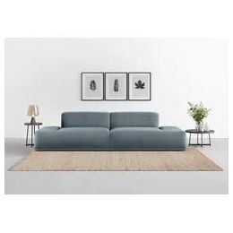 Big-Sofa Trendmanufaktur "Braga, toller Sitzkomfort, Designsofa" Sofas Gr. B/H/T: 300cm x 72cm x 107cm, Struktur weich LENNON, blau (blau horizone) in moderner Optik, mit hochwertigem Kaltschaum