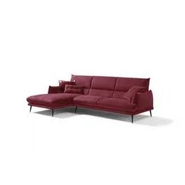 Ecksofa Egoitaliano "FUNNY, hochwertiges und aktuelles Design, bequeme Rückenlehne" Sofas Gr. B/H/T: 265cm x 90cm x 225cm, Microfaser, Recamiere links, rot (burgundy) hochwertiger Sitzkomfort, L-Form