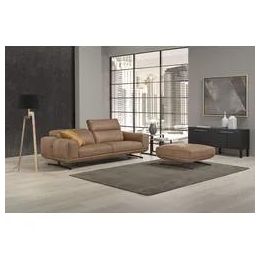 2,5-Sitzer Egoitaliano "Gloria, super bequem und hochwertige Verarbeitung, edles Design" Sofas Gr. B/H/T: 236 cm x 96 cm x 109 cm, Leder CAREZZA, braun (akazie) beidseitig verstellbare Rückenelemente, mit Metallfüßen