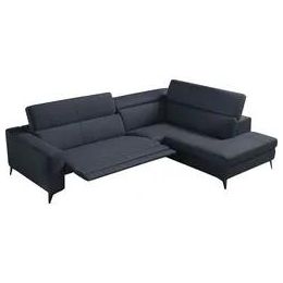 Ecksofa Egoitaliano "Edith, Designsofa mit hohem Sitzkomfort, L-Form" Sofas Gr. B/H/T: 269cm x 96cm x 203cm, Leder BULL, Ottomane rechts, grau (smoke) inkl. elektrischer Relaxfunktion und manuell verstellbaren Kopfteilen