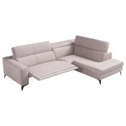 Ecksofa Egoitaliano "Edith, Designsofa mit hohem Sitzkomfort, L-Form" Sofas Gr. B/H/T: 269cm x 96cm x 203cm, Leder BULL, Ottomane rechts, weiß (paper) inkl. elektrischer Relaxfunktion und manuell verstellbaren Kopfteilen