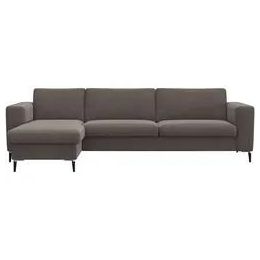 Ecksofa FLEXLUX "Fiore, super Sitzkomfort durch Kaltschaum im Sitz, L-Form" Sofas Gr. B/H/T: 262cm x 85cm x 92cm, Struktur, Chaiselongue links, braun (taupe brown) breite Armlehnen, Kaltschaum, Füße Alu+schwarz