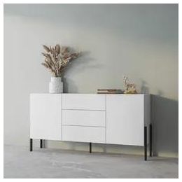 Sideboard Inosign "Jukon, Breite 150 bzw.180 cm, moderne grifflose Kommode" Sideboards Gr. B/H/T: 180 cm x 90 cm x 40 cm, Breite 180 cm, 3 St., weiß Schubladenschrank 2 Türen3 Schubkästen, push-to-open-Funktion