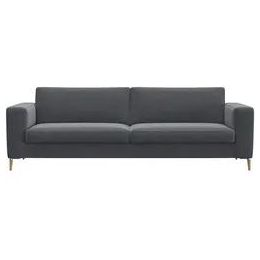 3-Sitzer FLEXLUX "Fiore, super Sitzkomfort durch Kaltschaum im Sitz" Sofas Gr. B/H/T: 229cm x 85cm x 92cm, Material, grau (soft grau) breite Armlehnen, Füße Alu+ Eiche